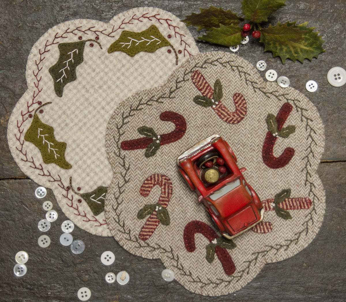 Candy Cane & Holly Mats – Buttermilk Basin
