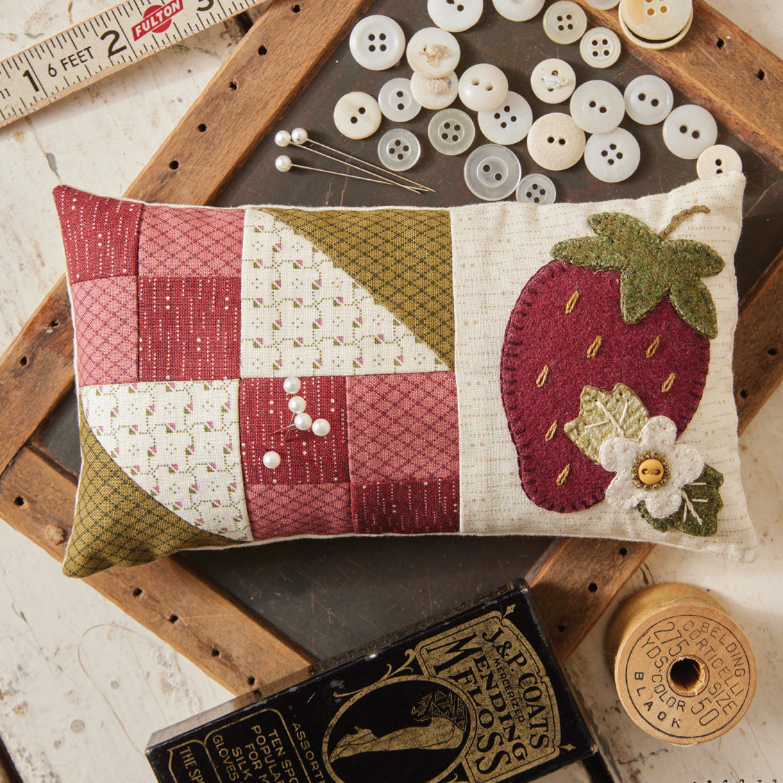 Strawberries & Cream Pin Cushion – Buttermilk Basin