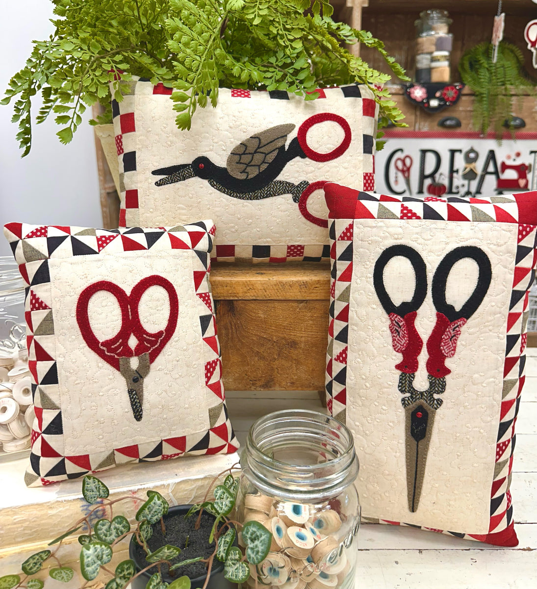 3 Vintage Scissor Pillows – Buttermilk Basin