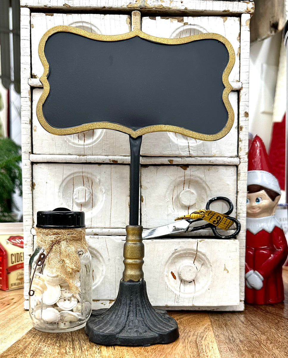 Decorative Rectangle Chalkboard Stand w/ Aged Gold Distressed Border ...