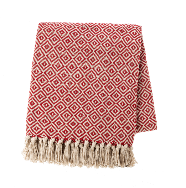 Red & Natural Diamond Throw Blanket – Buttermilk Basin